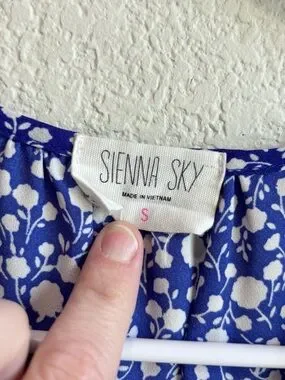 Sienna Sky | Tops | Sienna Sky Royal Blue And White Floral Vneck ...